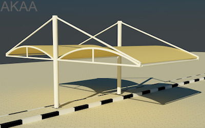 single pole Double design car park shades - AKAA Tents and Shades LLC