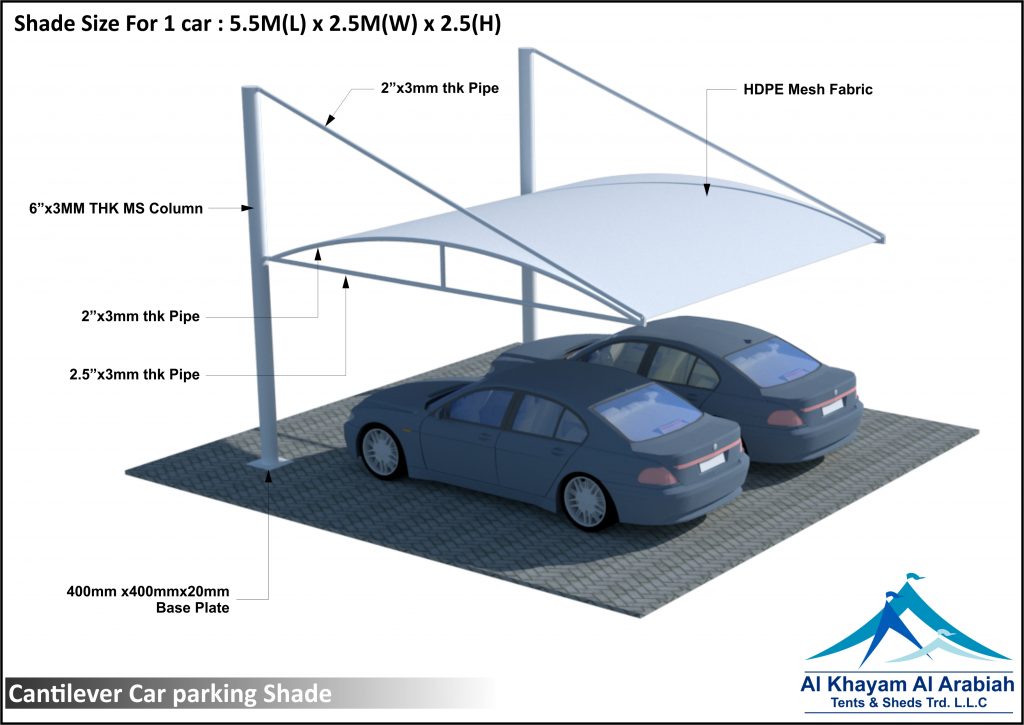 car parking shade detail - AKAA Tents and Shades LLC